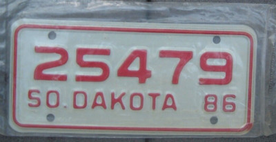 SOUTH DAKOTA Vintage 1986 unused Motorcycle Cycle License plate 25479 ...