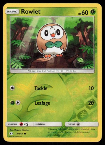Rowlet 9/149 Reverse Holo Pokemon SM Base Set LP | eBay