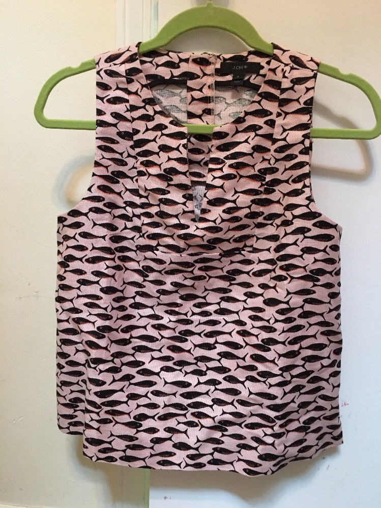 125. J. Crew Rare Minnow Fish Sleeveless Linen Blend Top NWOT 2 | eBay
