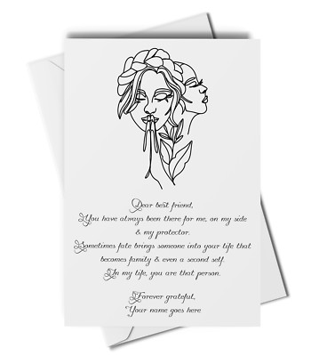 Personalised best friend appreciation card, thank you best friend card ...