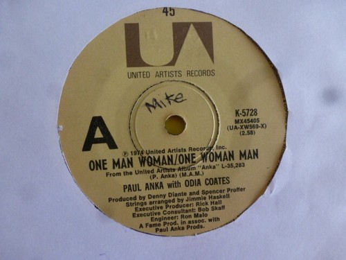 *PAUL ANKA "One man woman,One woman man/Let me get to kn" 7" Vinyl ...