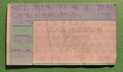 Slayer 1995 Concert Ticket Stub Hara Arena Dayton Ohio 2/11/95 | eBay