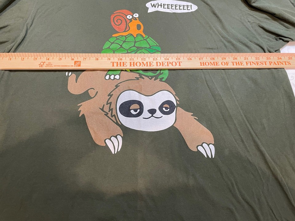 Funny Animal T-shirt Sloth Turtle Snail “Weeeee” Size Apx XL 262 | eBay