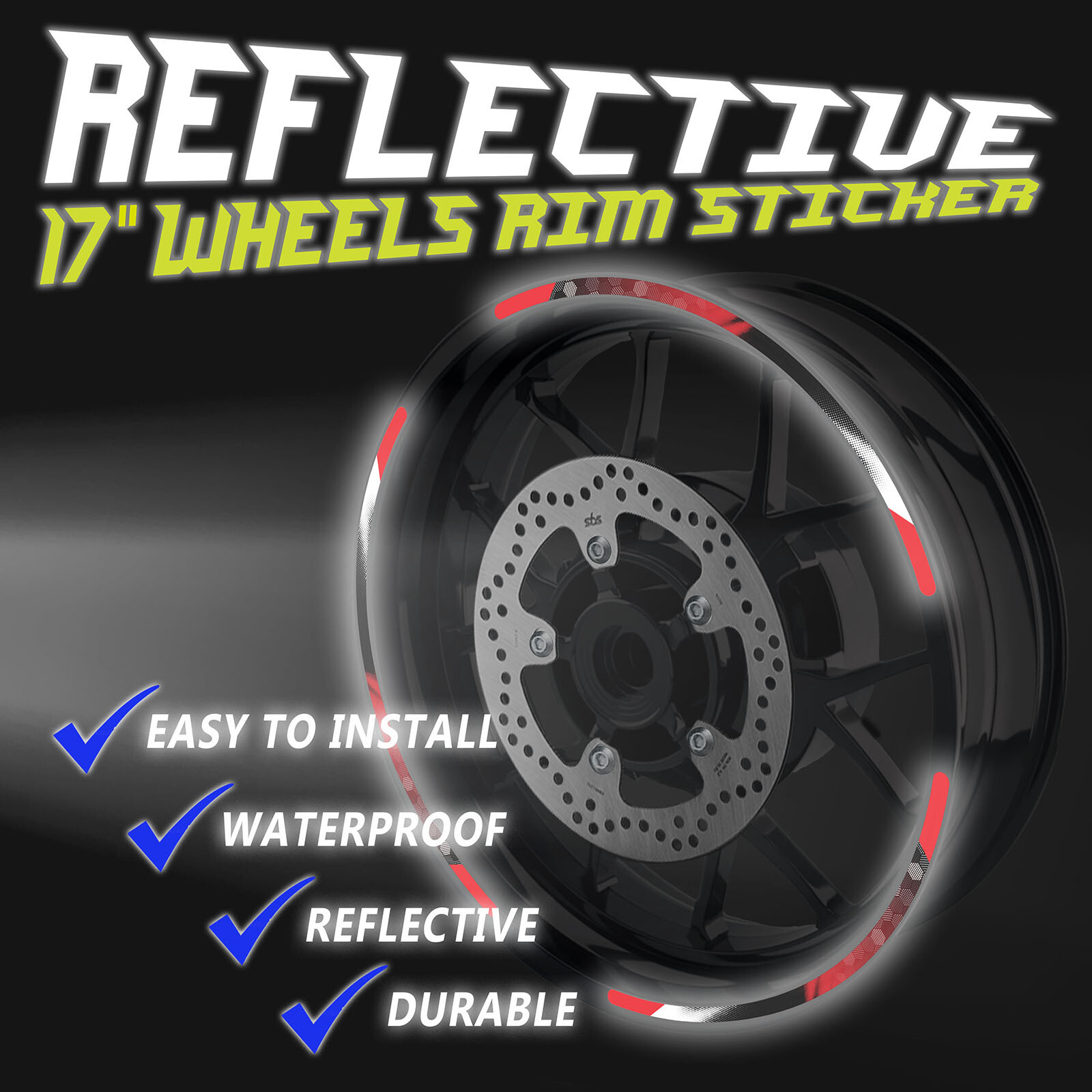 Comb Reflective Wheel Rim Stickers For Yamaha FZS 600 04-09 08 07 06 05 ...