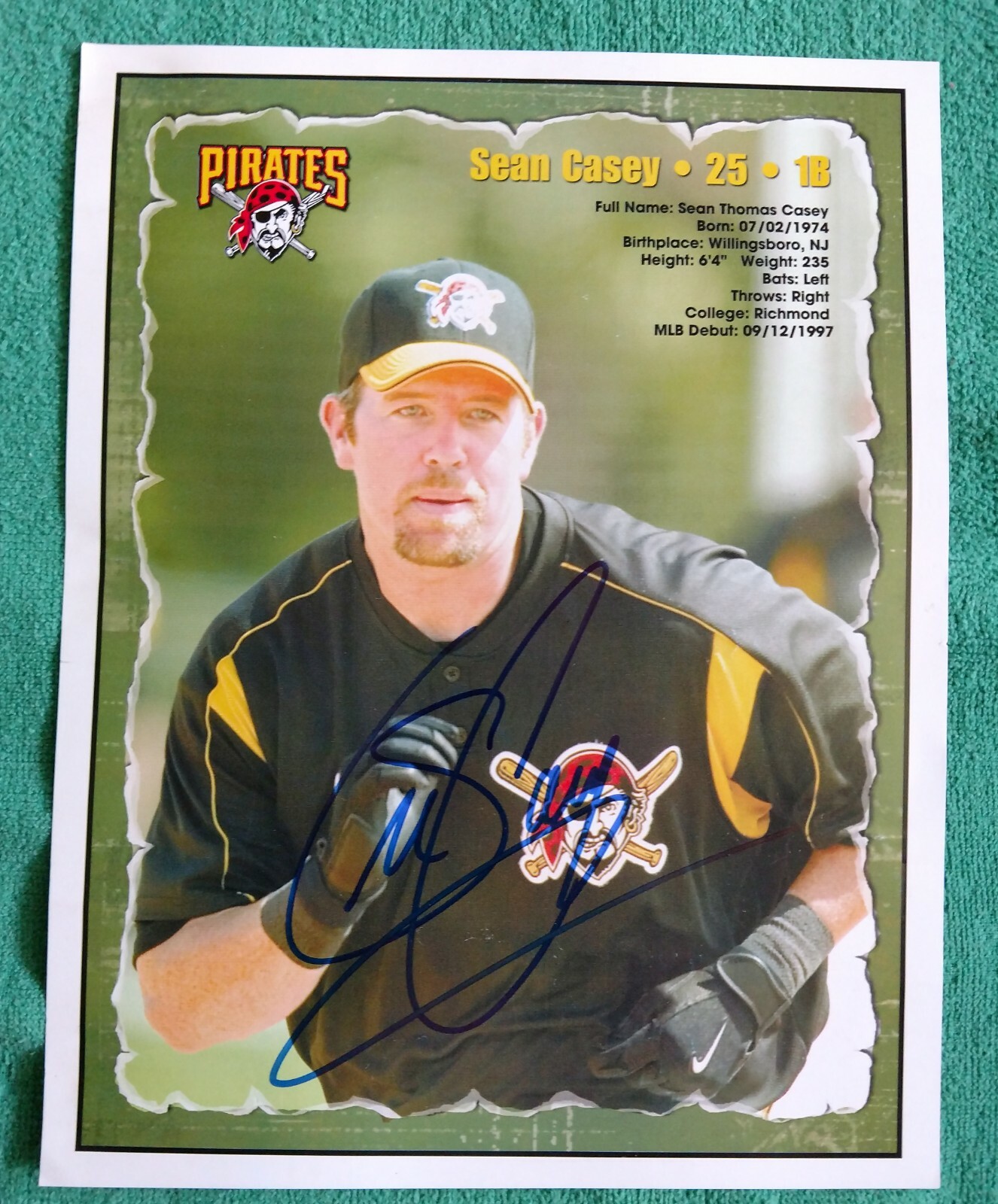 SEAN CASEY autographed color 8x10 glossy photo | eBay