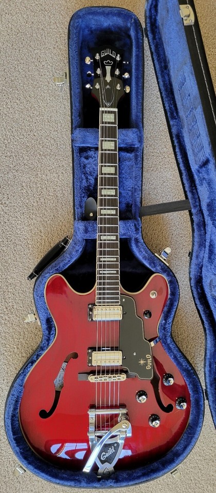 Guild Starfire V Electric Guitar, Cherry Red Finish, New Hard Shell ...