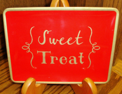 Threshold by Target Small 6"x8" Melamine Serving Tray ~Red+ Gold SWEET ...