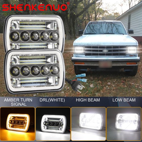 5x7 7X6 LED Headlights Hi Lo DRL Signal For 1982-93 Chevy S10 Blazer ...