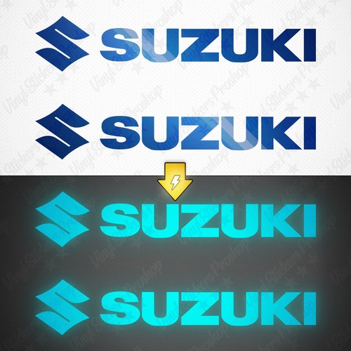 2 stickers SUZUKI 6" Reflective BLUE decal vinyl logo bike kit custom ...