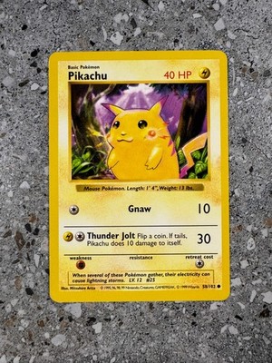Pokemon TCG Cards SHADOWLESS Base Set Pikachu 58/102 Red Cheeks EXC ...