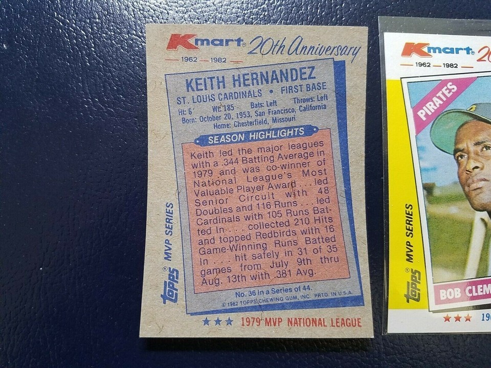 Keith Hernandez St Louis Cardinals 1982 Kmart Faded Front Blank Front ...