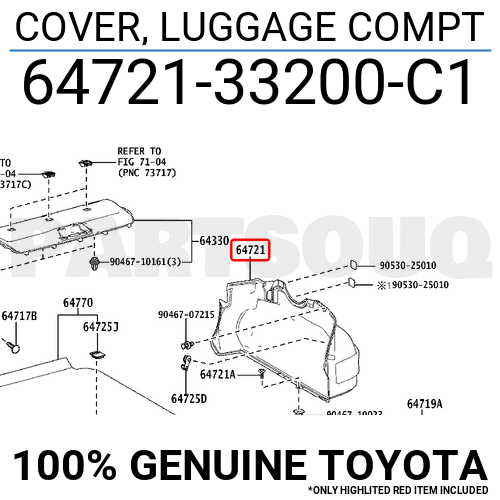 6472133200C1 Genuine Toyota COVER, LUGGAGE COMPT 64721-33200-C1 | eBay