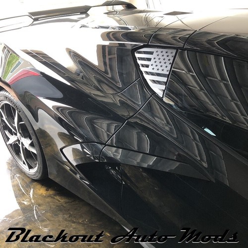 Matte Black C8 Corvette Rear Window American Flag Decal Fits 2020-2025 ...