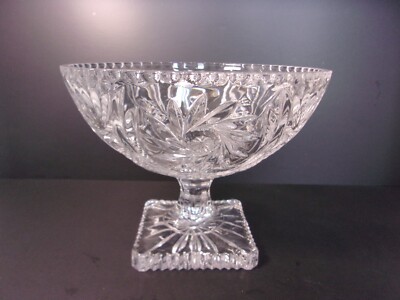 Bohemia Square Footed Lead Crystal Compote Dish Czech Republic ...