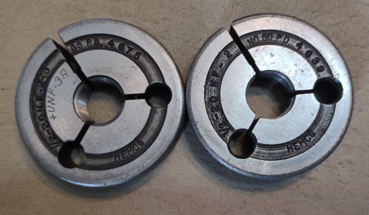 Hemco 1/2-20 NF2 Thread Ring Gage Set GOPD .4675 NOGO PD .4639 | eBay