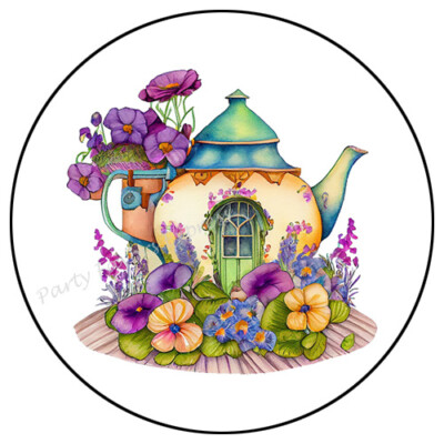 TEA POT HOUSE ENVELOPE SEALS LABELS PARTY FAVORS STICKERS | eBay