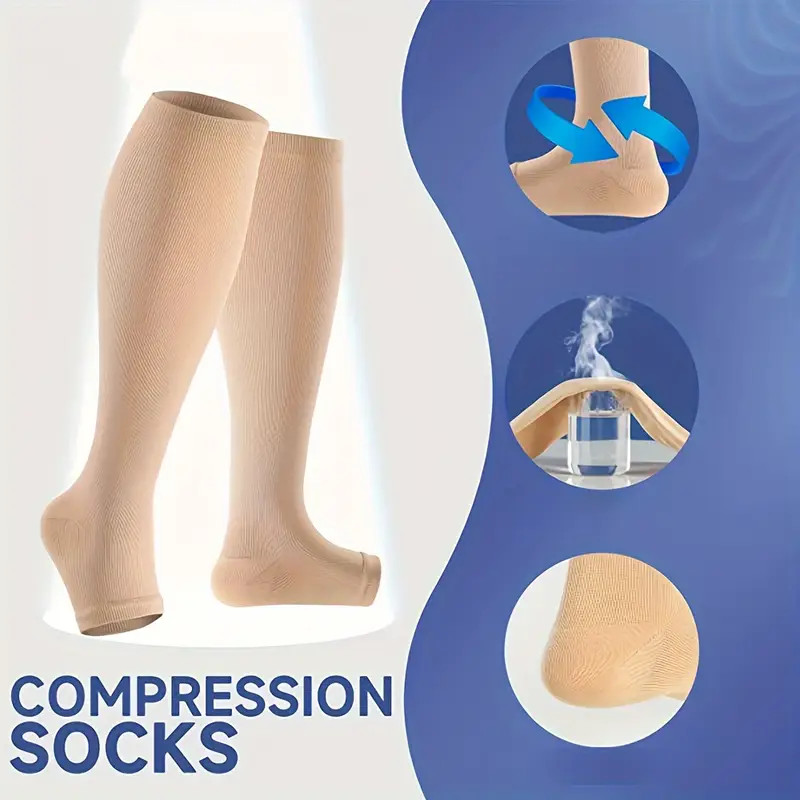 Breathable Fabric Medical Compression Socks Open Toe Stockings for ...