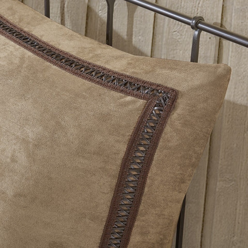 Woolrich Hadley Single Euro Sham Micro Suede with Leather Accent, Super ...