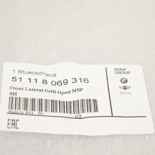 2015-2019 BMW X6 F16 Front Right Open Grill M 51118069316 NE | Genuine ...