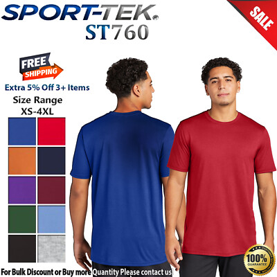 Sport-Tek ST760 Mens Short Sleeve Dri-Fit Workout Running Performance T ...