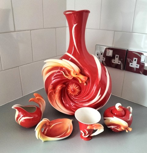 STUNNING Franz Porcelain RED DRAGON Tea Set Centrepiece - Chinese New ...