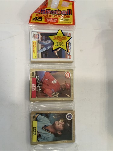 1987 Topps Baseball Unopened Rack Pack w Pete Rose + M.Schmidt A.S. On ...