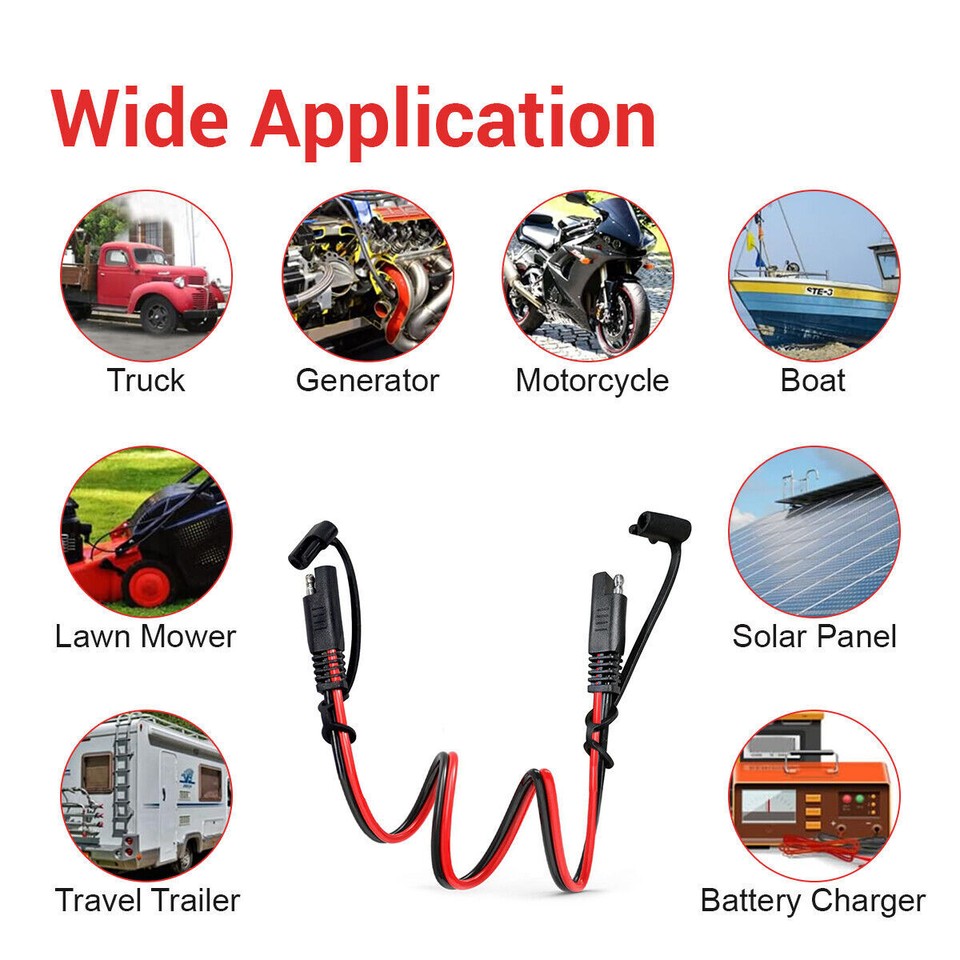 14AWG SAE to SAE Battery Cable Tender Terminal Connector 1M Power ...