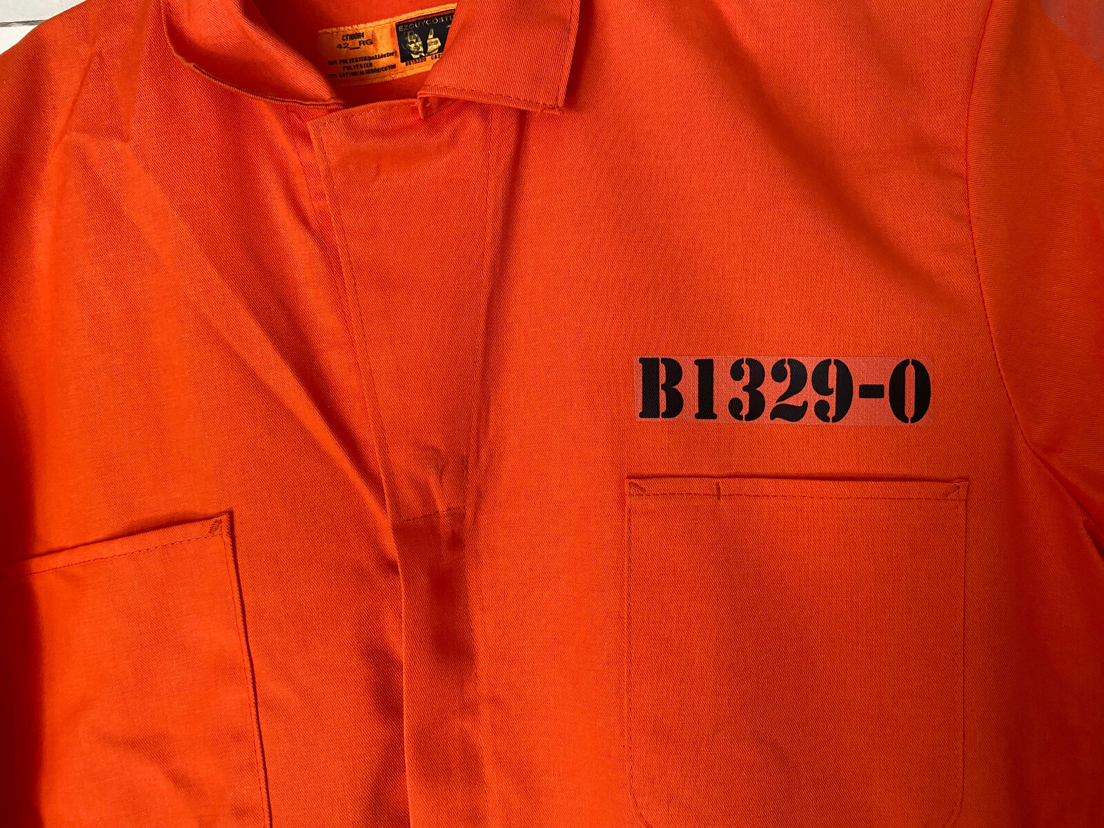 CUSTOM PRINTED Jail Inmate Prisoner Orange Jumpsuit Costume Halloween ...