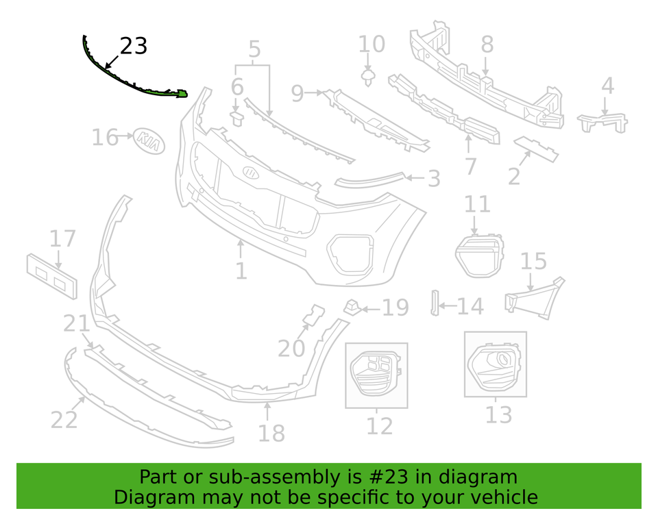 Genuine Front Bumper Molding Trim for 2020-2022 Kia Sportage OE# 86595 ...