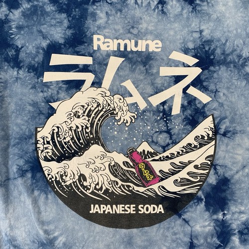 Ramune Japanese Soda Medium Tie Dye T-Shirt Blue Japan Great Wave Off ...