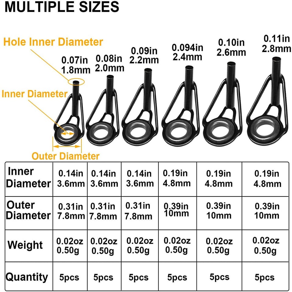 30pcs Fishing Kit Rod Tip Repair Kit Ceramic Ring Guide Rod Repair ...