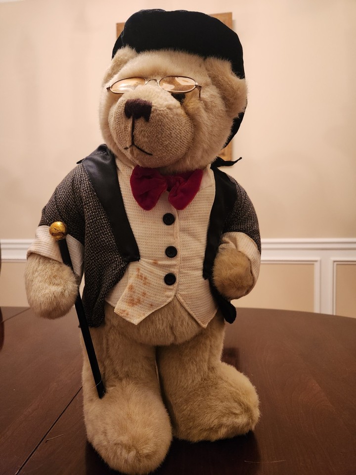 Victorian Dress Christmas Bear Greeter 21” Velveteen Top Hat Holly ...