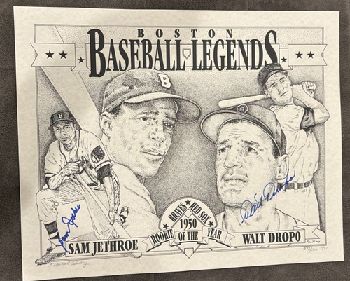 Signed Lithograph Boston Legends Sam Jethroe Walt Dropo 1950 ROY Red ...