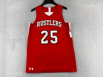 Rustlers Basketball Jersey Mens Small Red White #25 Under Armour 100% ...