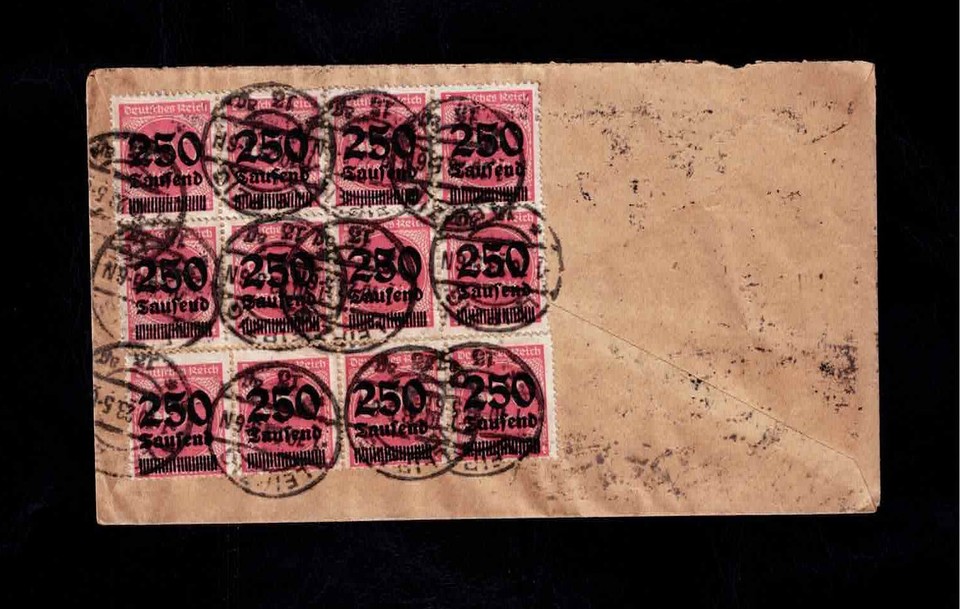 Germany 1925 Inflation Cover franked with 24- 250k posted Leipzig to ...