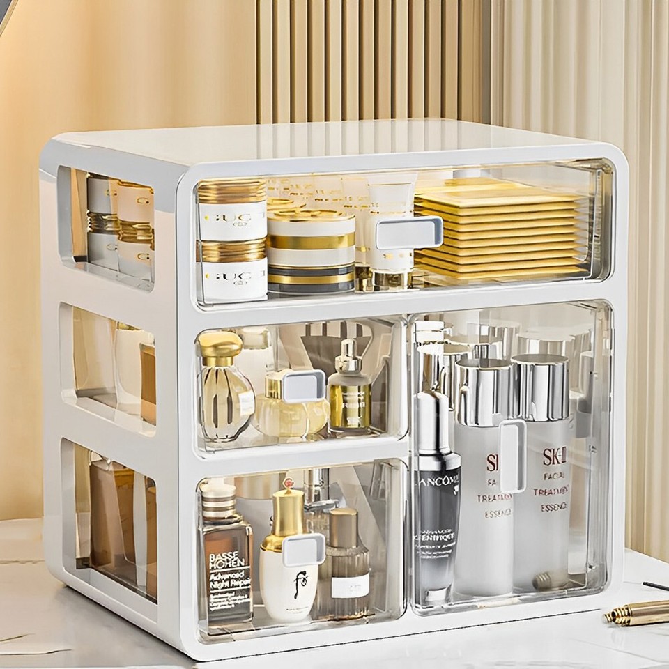 Plastic Cosmetic Organizer Makeup Case Drawers Jewelry Holder Desk Tidy ...