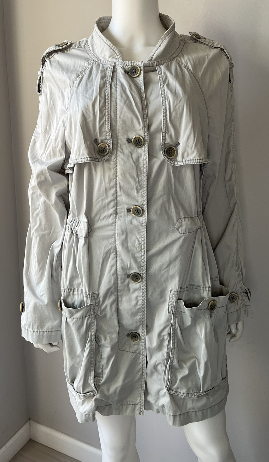 Free People Gray Surplus Utility Trench Coat Jacket W… - Gem