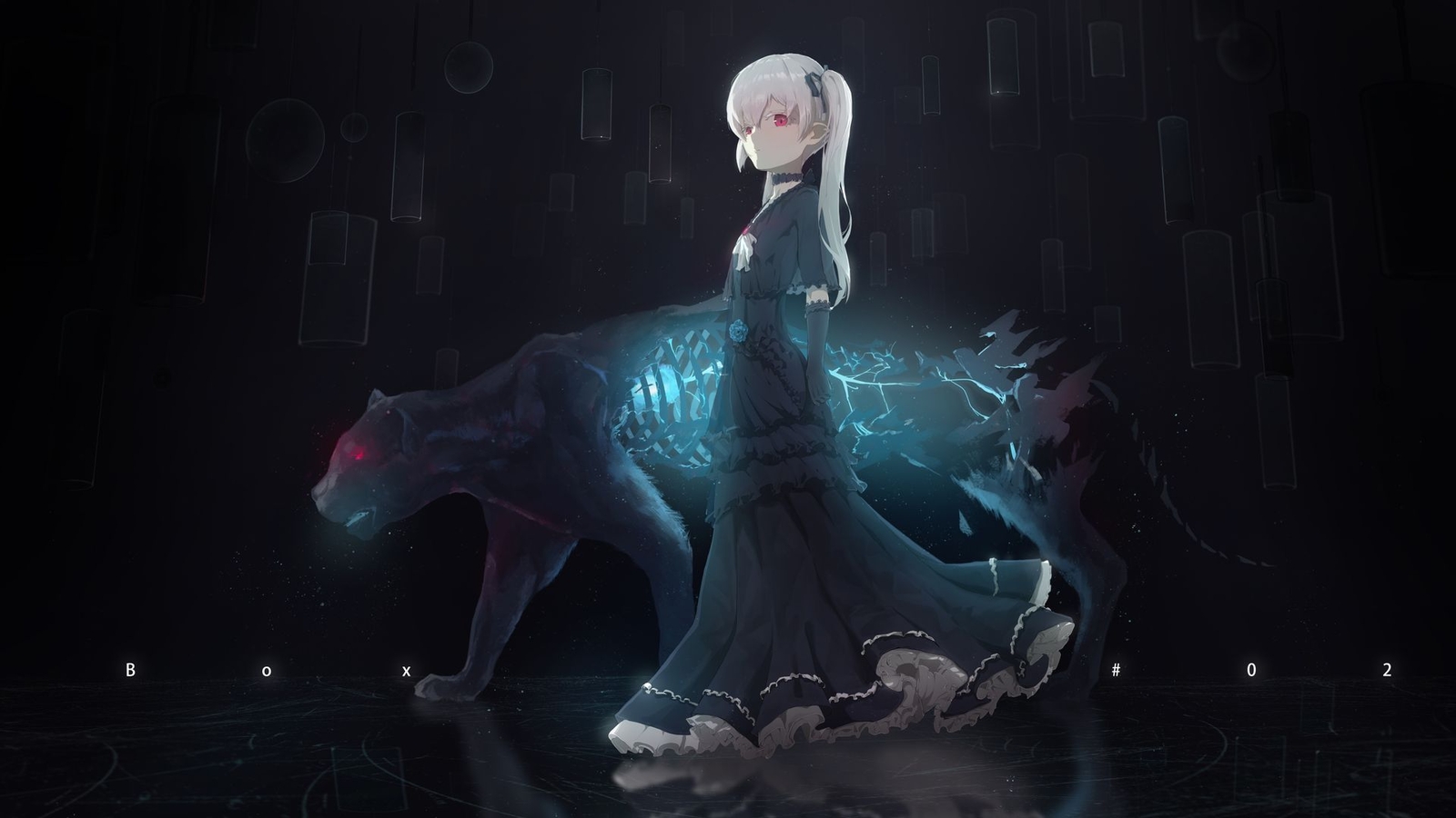 Anime rotarran artwork white hair cats red eyes dress Playmat Game Mat ...