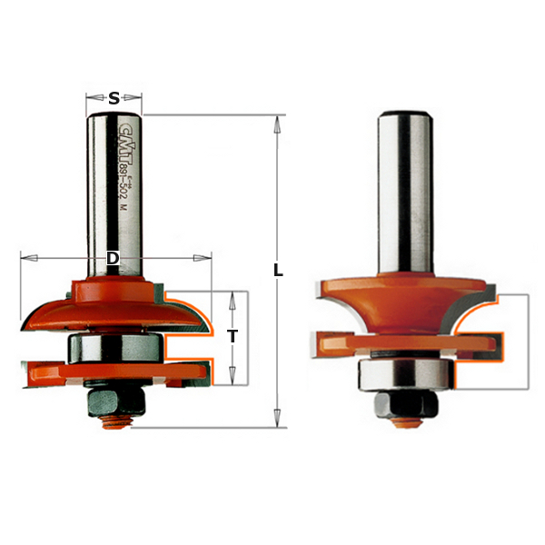 CMT 891.501.11 Rail & Stile Router Bit Set, A Profile, 1/2" Shank, Made ...