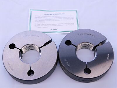NEW 1 1/4 12 UNJF 3A THREAD RING GAGES 1.25 GO NO GO P.D.'S = 1.1959 ...