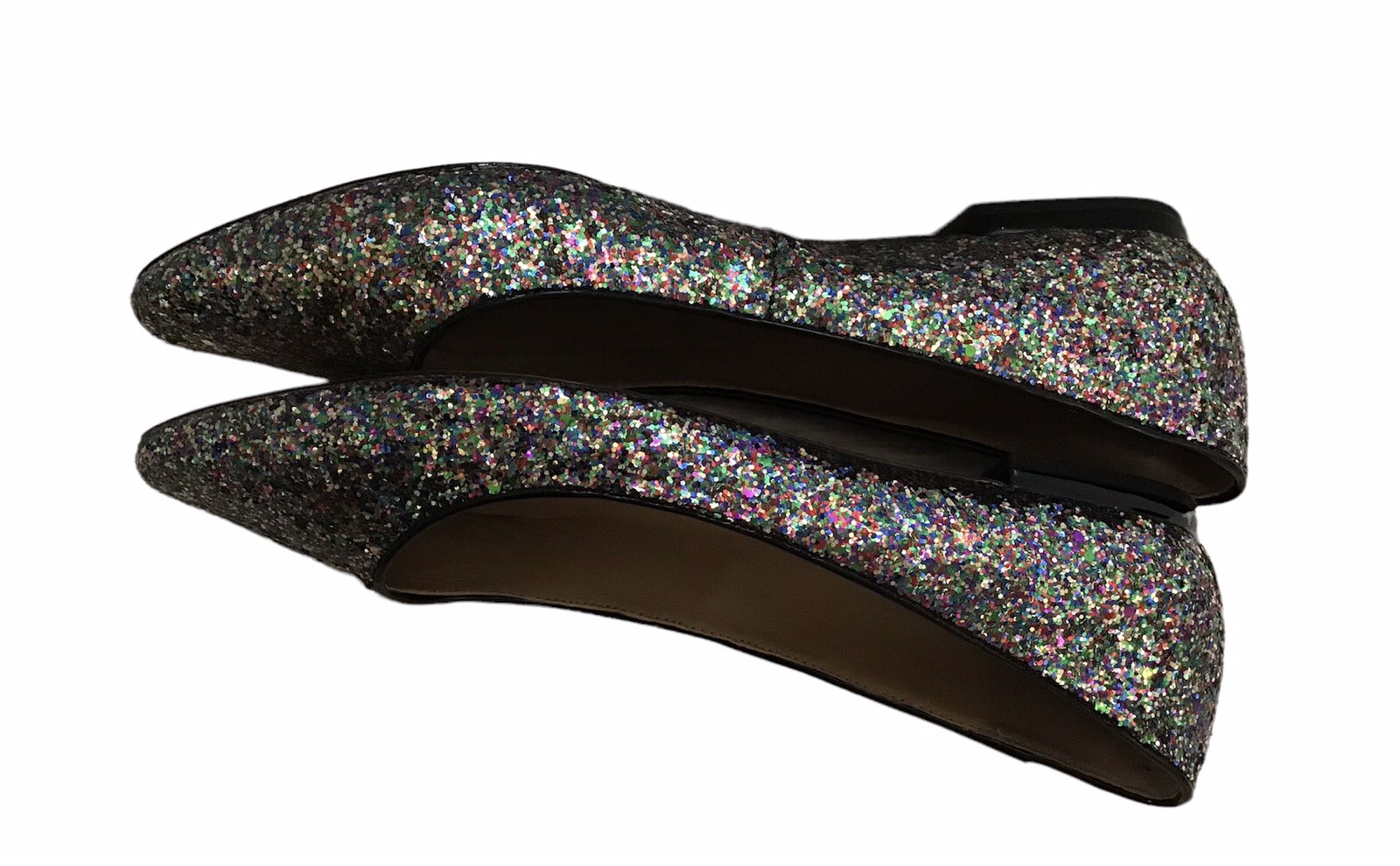 Talbots Edison Glitter Sparkle Leather Flats Shoes Po… - Gem