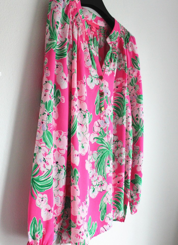 Lilly Pulitzer Elsa Silk Top, Roxie Pink Worth A Look, Size XL, XXL | eBay