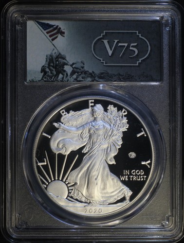 2020 W END OF WWII 75TH AMERICAN SILVER EAGLE V75 PCGS PR69 ASE Iwo ...