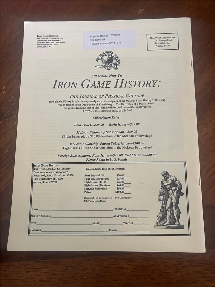 IRON GAME HISTORY bodybuilding strongman magazine booklet AN ...