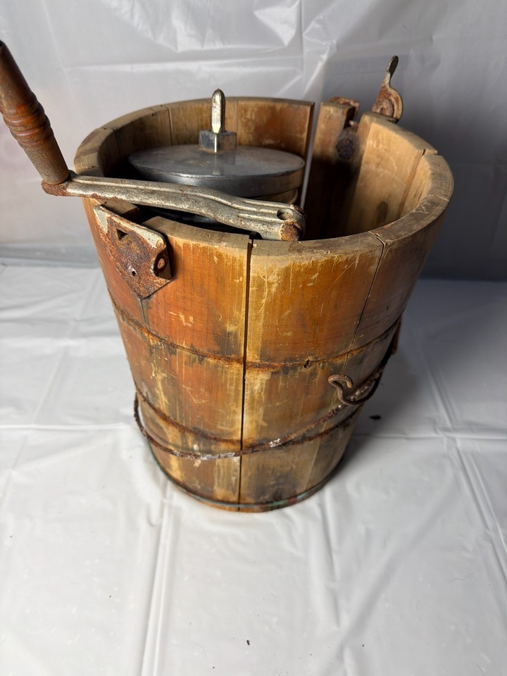 White Mountain Hand Crank Ice Cream Freezer Wooden Bucket For Parts ...