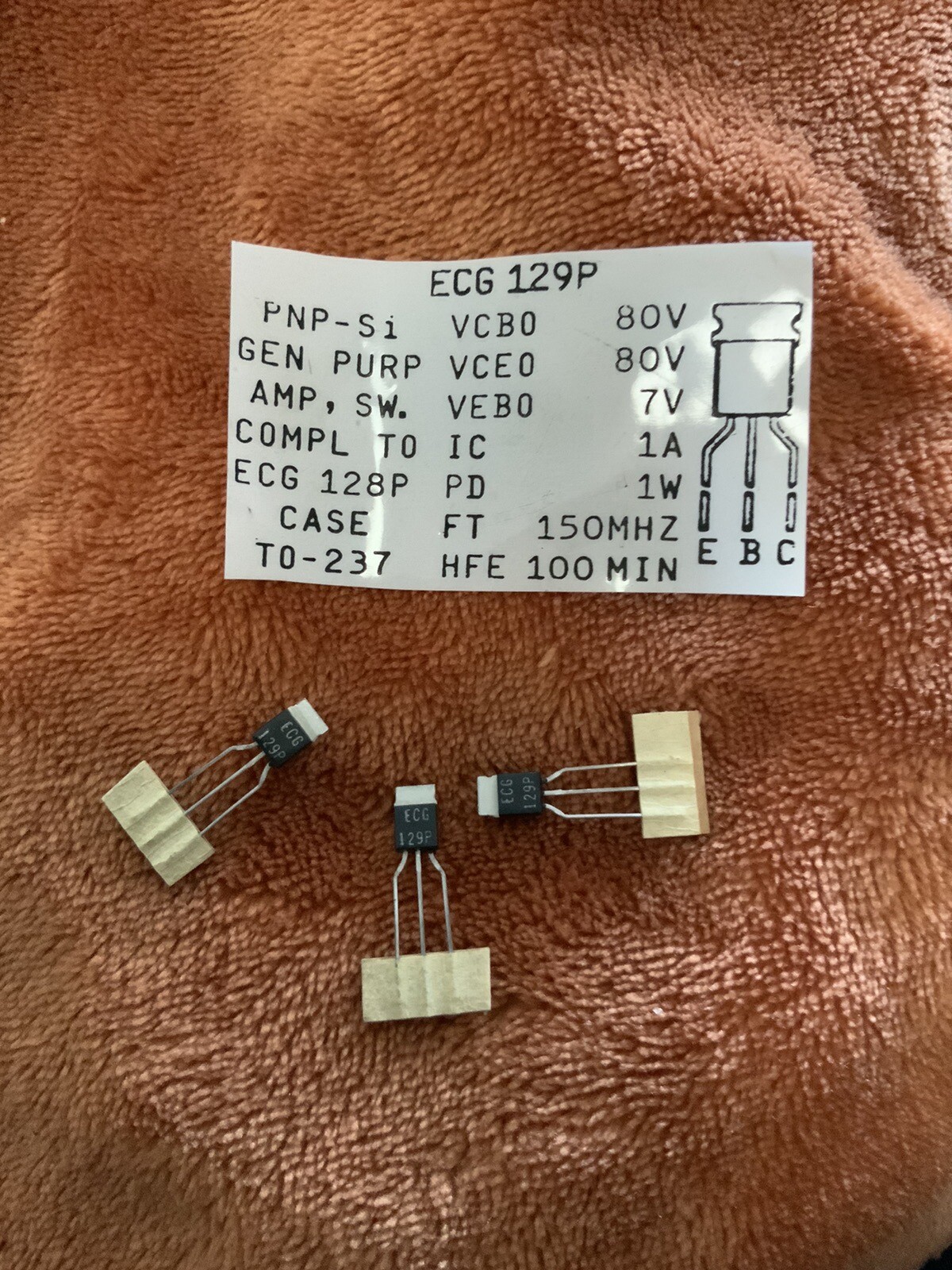 (3) ECG ECG129P Silicon PNP Transistors General Purpose Amp - Lot of 3 ...