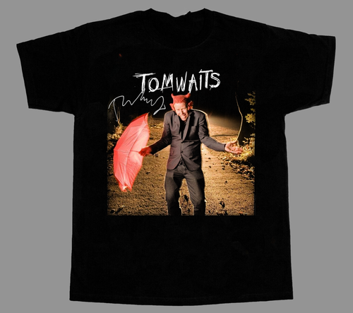Tom Waits Signature Cotton Black T Shirt All Size S M L XL 2345XL Gift ...