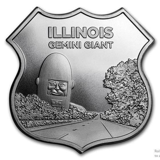 (Route 66 Icons 1 oz Silver Shield Coin ILLINOIS Gemini Giant | eBay