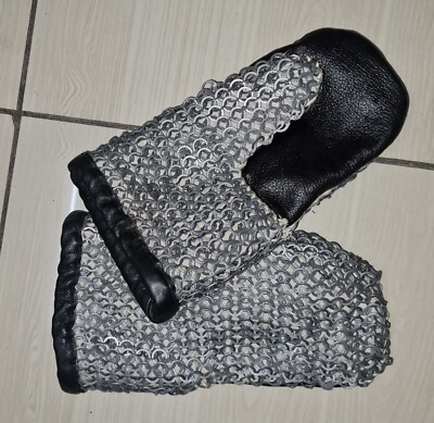 Medieval Riveted Chainmail Armor Leather Mittens 9 mm Rings Reenactment ...