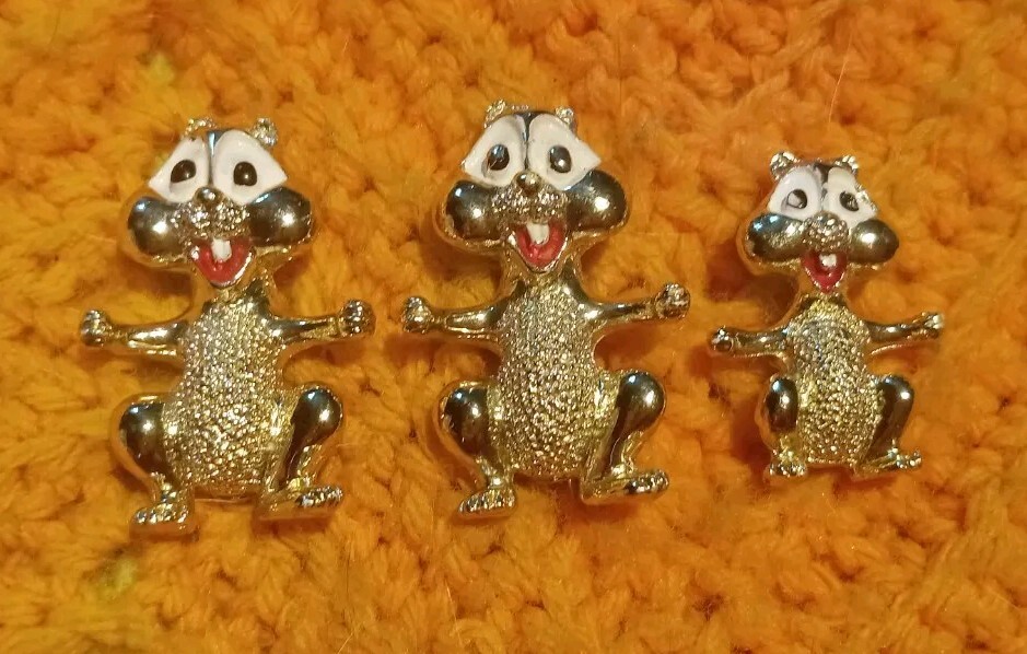 Vintage Gerrys Happy Chipmunk Alvin Gold Toned Metal … - Gem